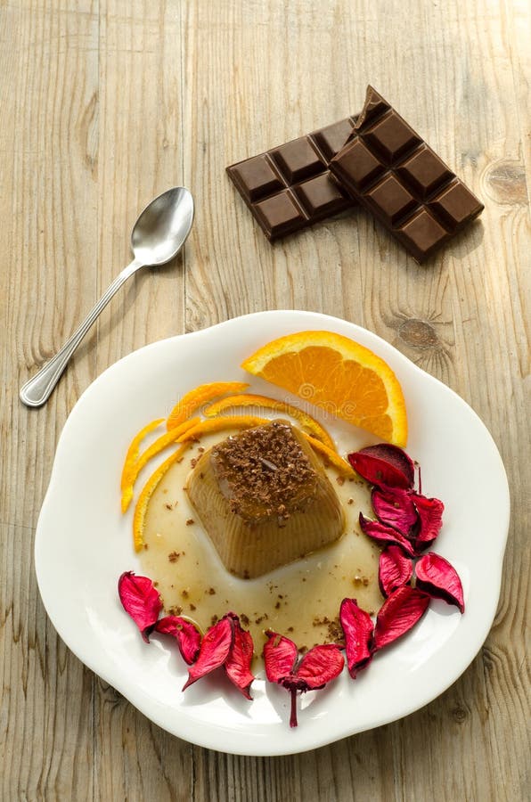 Chocolate Pudding on Wood Background Stock Image - Image of dish ...