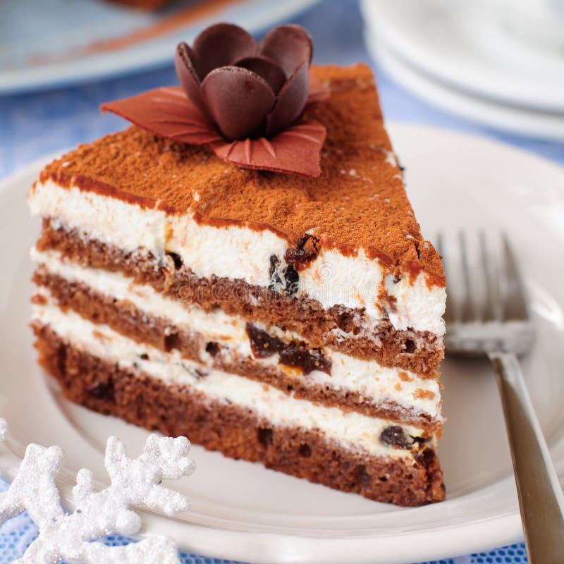 Chocolate, Quark and Prune Layer Cake Stock Image - Image of blue ...