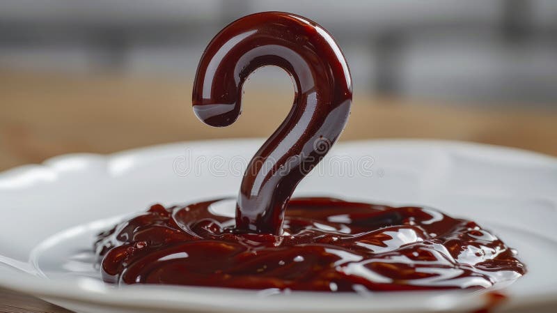 A Chocolate Question Mark on a White Plate. Stock Image - Image of ...