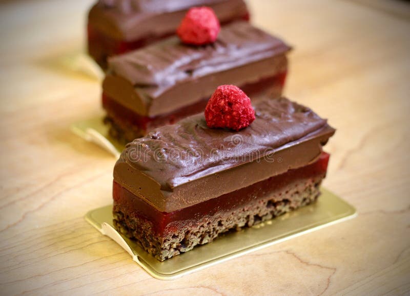 Chocolate and Raspberry Cake Slices Stock Photo - Image of cuisine ...