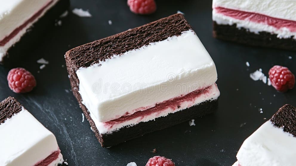 Chocolate Raspberry Ice Cream Sandwiches on Slate Stock Image - Image ...