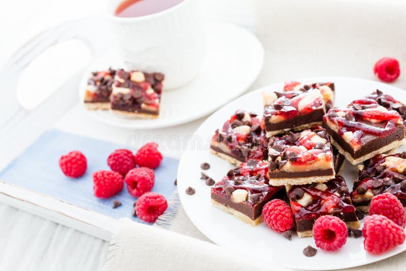 Chocolate Raspberry Squares Stock Image - Image of food, berry: 40905071