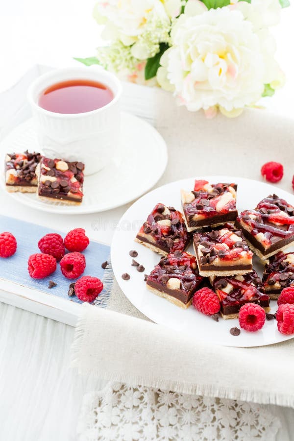 Chocolate Raspberry Squares Stock Image - Image of fruit, beverage ...