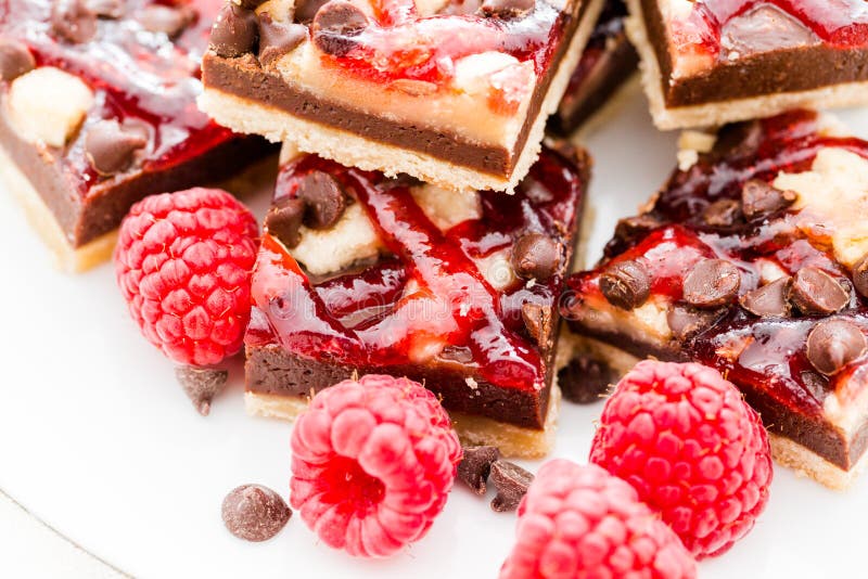 Chocolate Raspberry Squares Stock Image - Image of rubus, sweets: 40905179