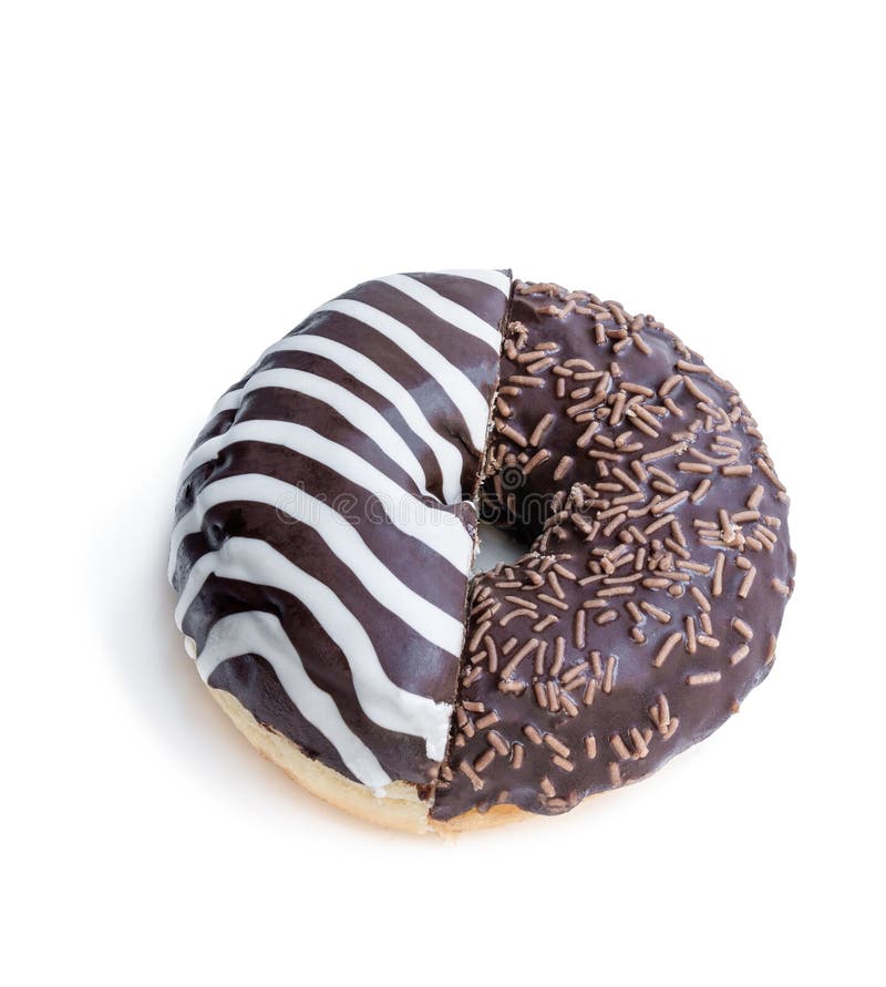 Chocolate Ripple Stripe Vs Chip Doughnut Isolated on White Stock Photo ...