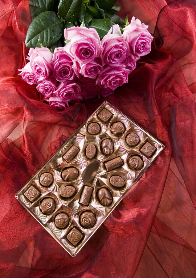 Box of Chocolates and Beauitful Roses Stock Photo - Image of flowers ...