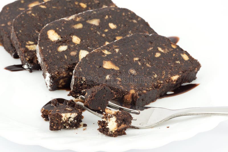 Chocolate salami stock photo. Image of pastry, biscuit - 28234402