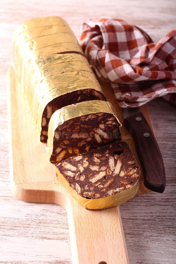 Chocolate Salami Sweet Dessert Stock Image - Image of snack, breakfast ...