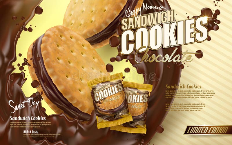 Chocolate sandwich cookies stock vector. Illustration of food - 88606988