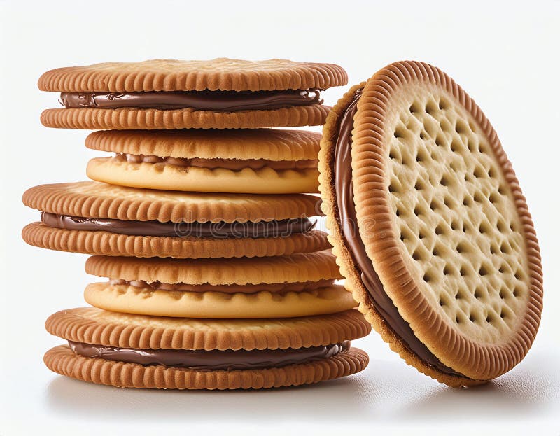Chocolate Sandwich Cookies: a Stack of Golden, Round Biscuits Filled ...
