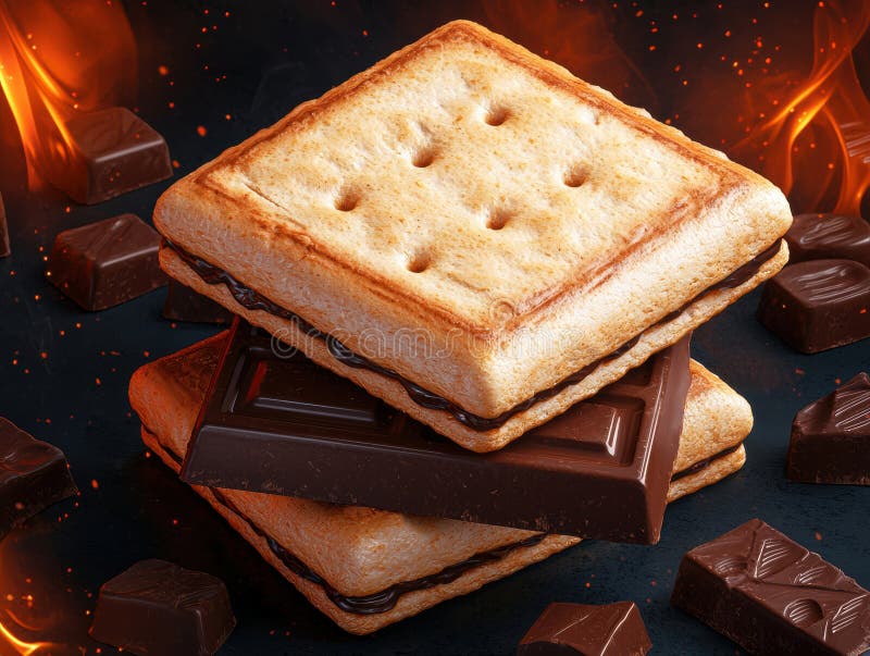 Chocolate Sandwich and Two Crackers Stacked on Top of Each Other ...