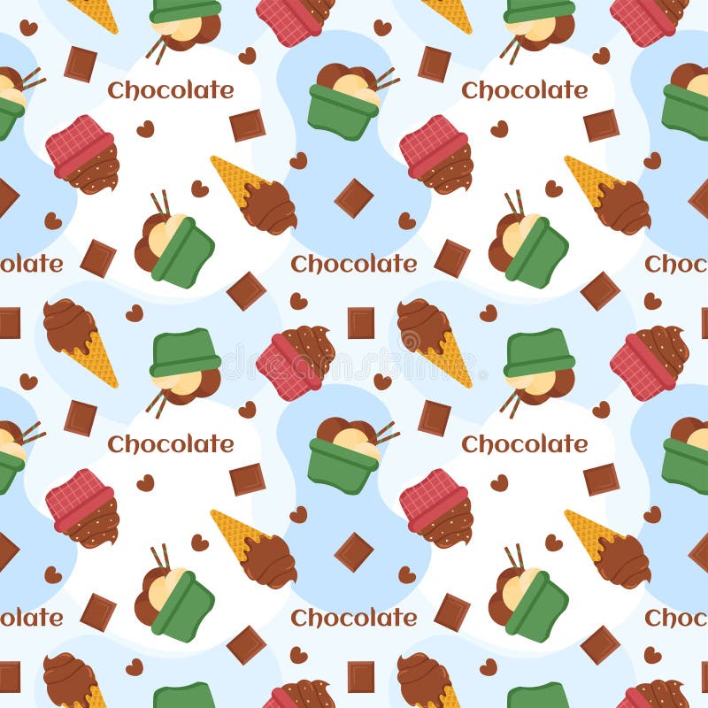 Chocolate Seamless Pattern Design with Choco Decoration in Template ...