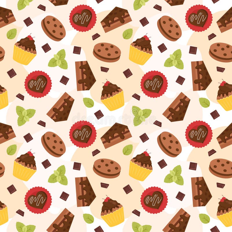 Chocolate Seamless Pattern Design with Choco Decoration in Template ...