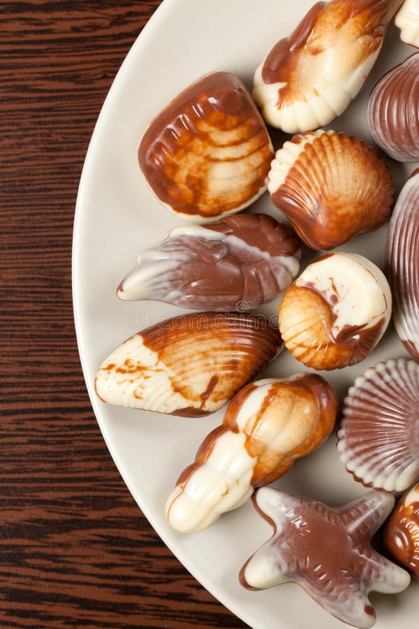 Various Kinds of Chocolate Seashells Stock Image - Image of belgium ...