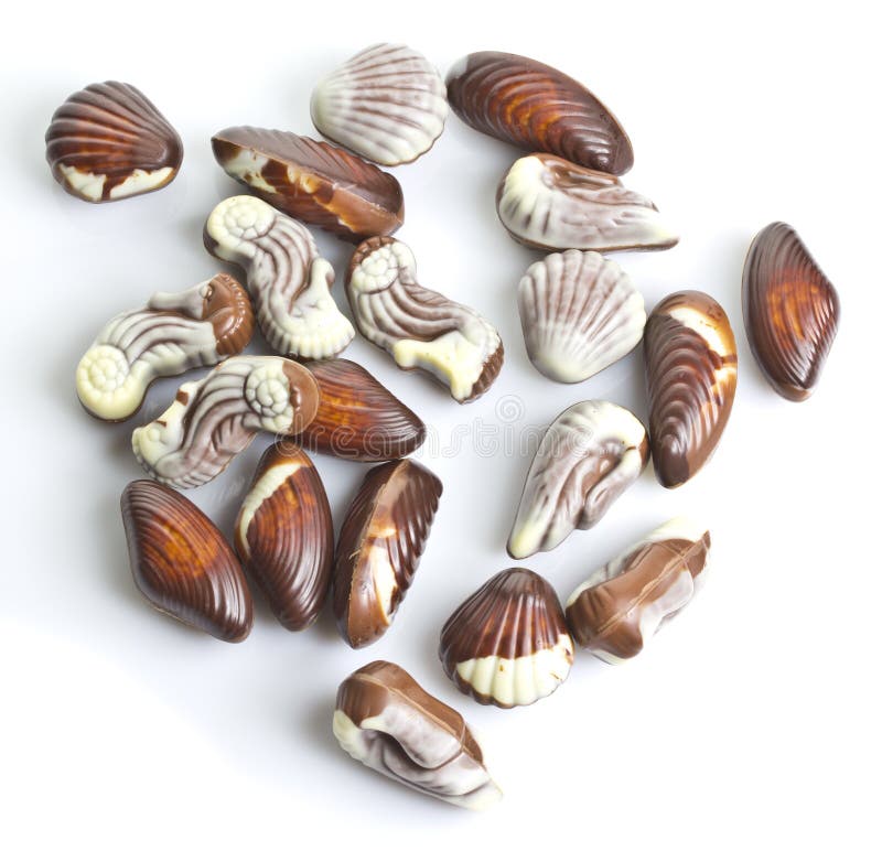 Chocolate Seashells Isolated Stock Photo - Image of calories, cream ...