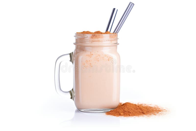 Chocolate Shake in a Mason Jar with a Handle, Isolated on White Stock ...