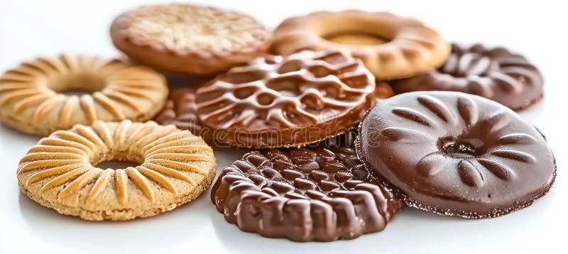 Chocolate, Shortbread and Ring Biscuits, in a Pile Together in Variety ...