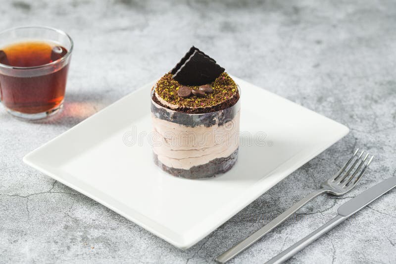 Chocolate Single Mini Cake on a White Porcelain Plate Stock Image ...