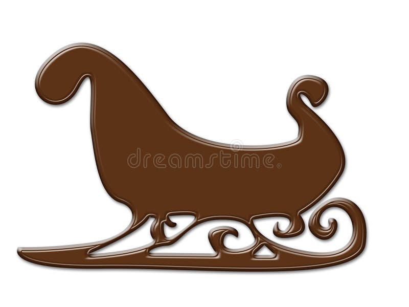 Chocolate Sleigh Shape Frame Isolated on White Stock Illustration ...