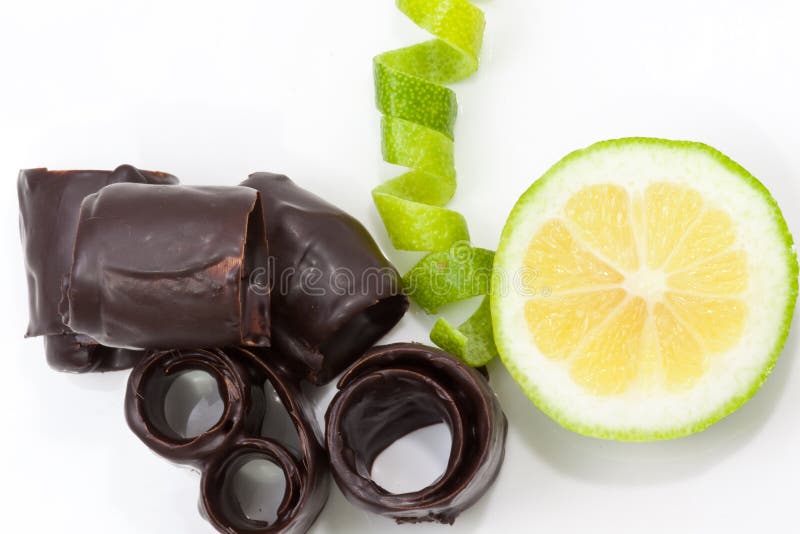 Chocolate - Slice Lemon stock image. Image of food, brown - 38340391