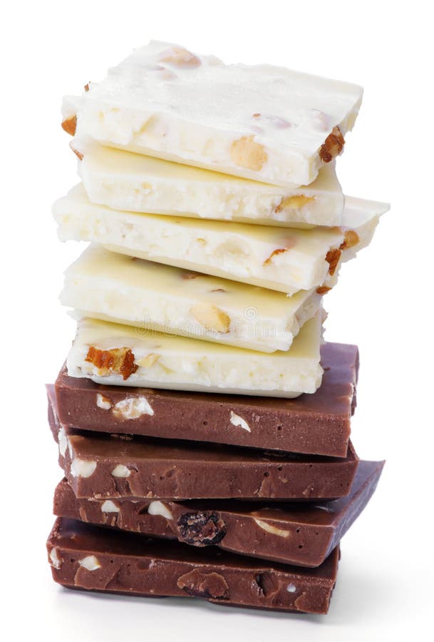 Chocolate Slices. White and Dark Chocolate and Shredded Nut Stock Image ...
