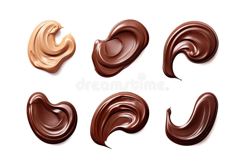 Chocolate Smear Isolated, Melted Chocolate Texture on White Background ...