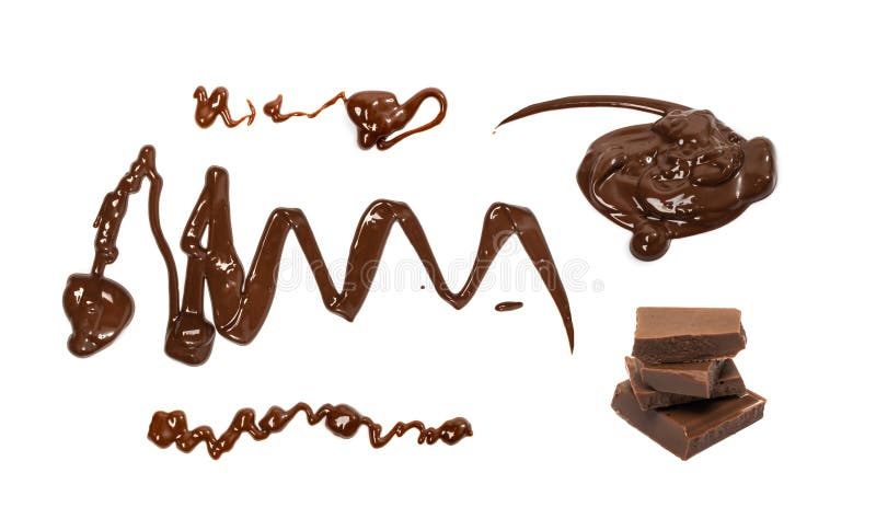Chocolate Smear Isolated, Melted Chocolate Texture on White Background ...