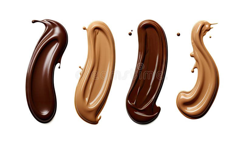 Chocolate Smear Isolated, Melted Chocolate Texture on White Background ...