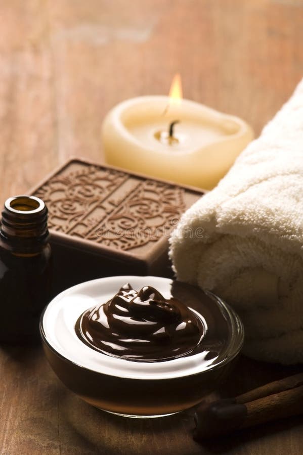 Chocolate Spa Mask stock image. Image of relaxation, brown - 26467203