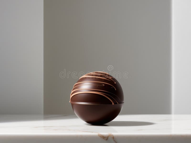 Chocolate Sphere with a Drizzled Design on the Counter. Stock Photo ...