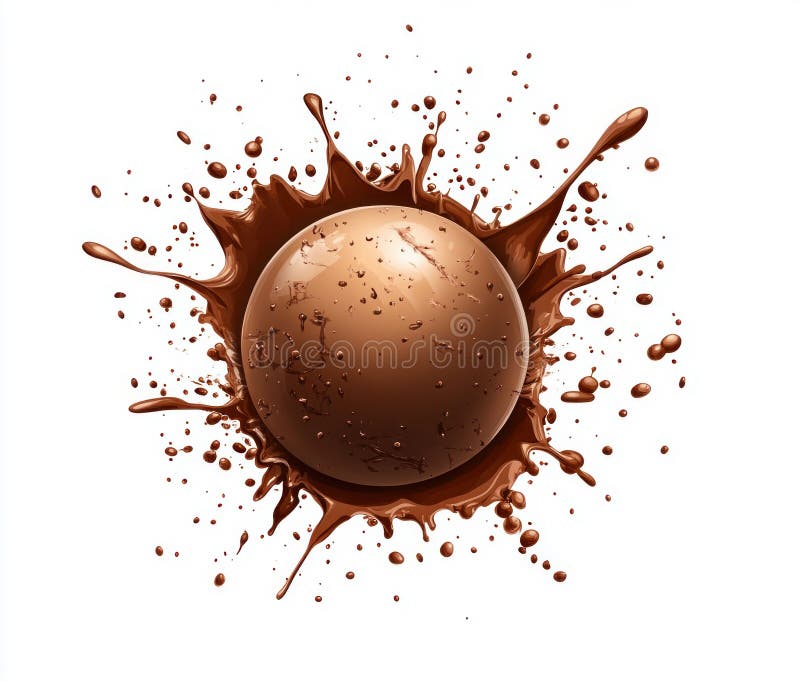 Chocolate Sphere with Splash Effect Isolated on White Background Stock ...