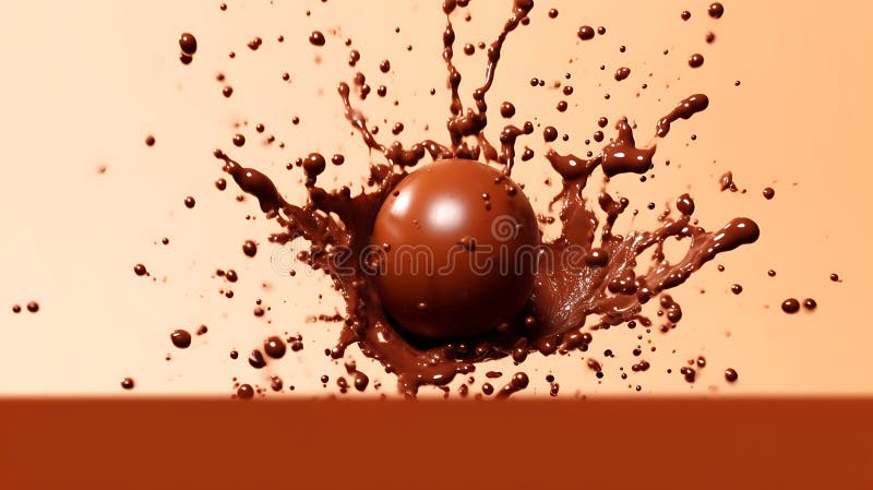 Chocolate Sphere Splashing into Liquid Chocolate Stock Illustration ...