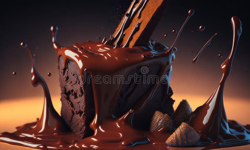 Chocolate Splash on the Brownies Food Stock Illustration - Illustration ...
