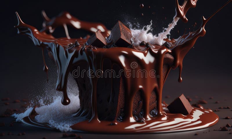 Chocolate Splash on the Brownies Food Stock Illustration - Illustration ...
