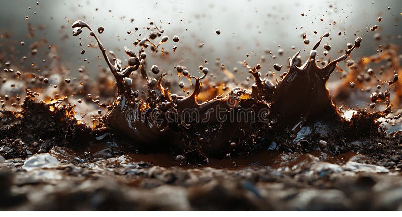 Chocolate Splash Closeup Shows Brown Liquid Bursting with Intense ...