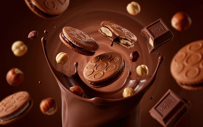 Chocolate Splash with Cookies, Hazelnut, and Dark Chocolate Bar in ...