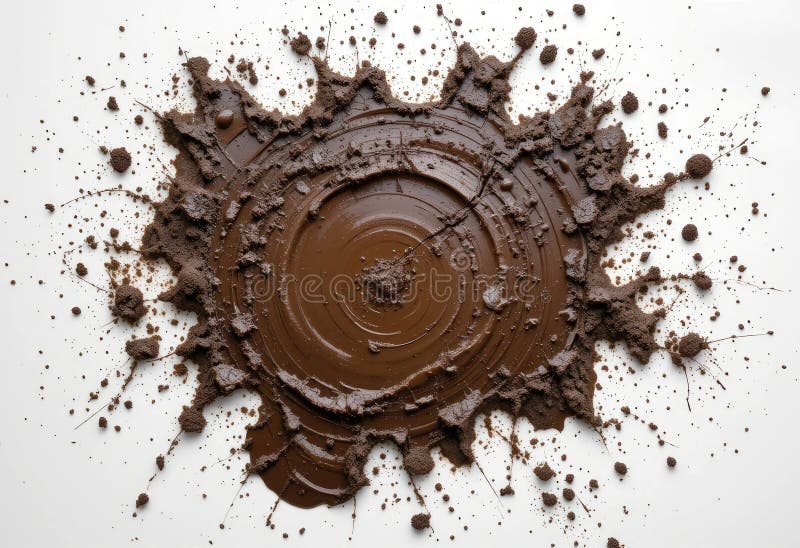 Chocolate Splash Creates Abstract Circular Pattern on White Background ...