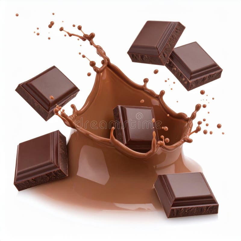 Chocolate Splash: Delicious Squares of Dark Chocolate Exploding on ...