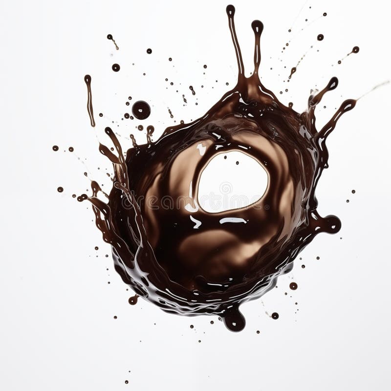 Chocolate Splash Forms a Lively Pattern on White for a Creative Dessert ...