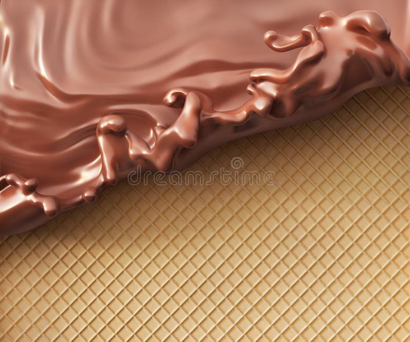 Chocolate Splash on the Waffle. Stock Illustration - Illustration of ...