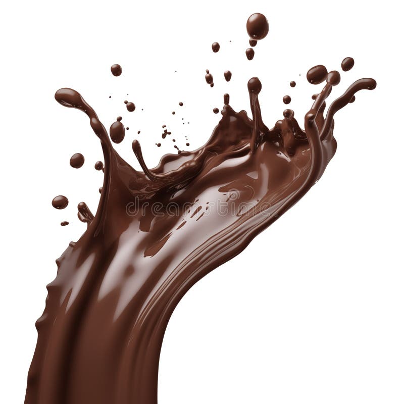 Chocolate Splashes Isolated on White or Transparent Background. Close ...