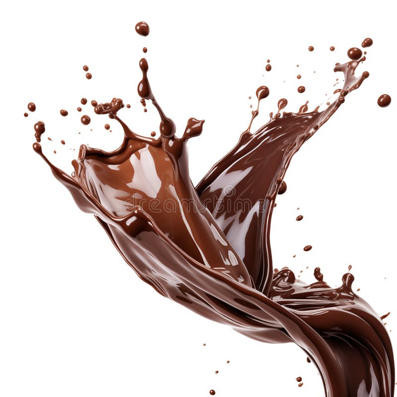 Chocolate Splashes Isolated on White or Transparent Background. Close ...
