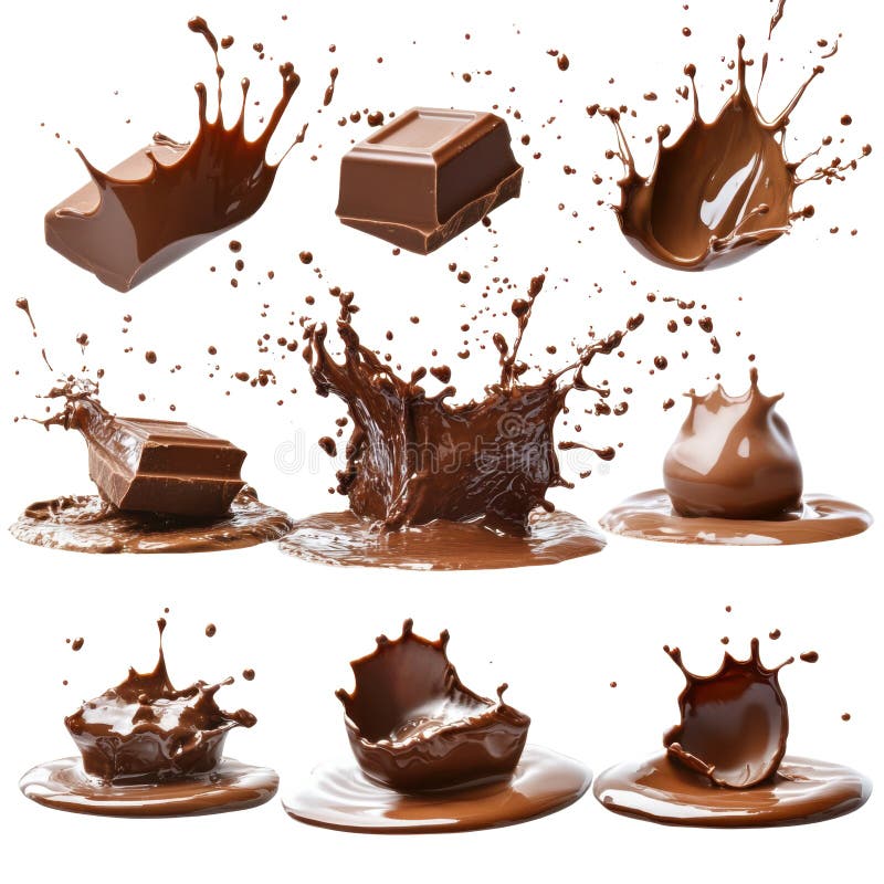 Chocolate Splashes Set. Realistic 3d Vector Illustration Stock Photo ...