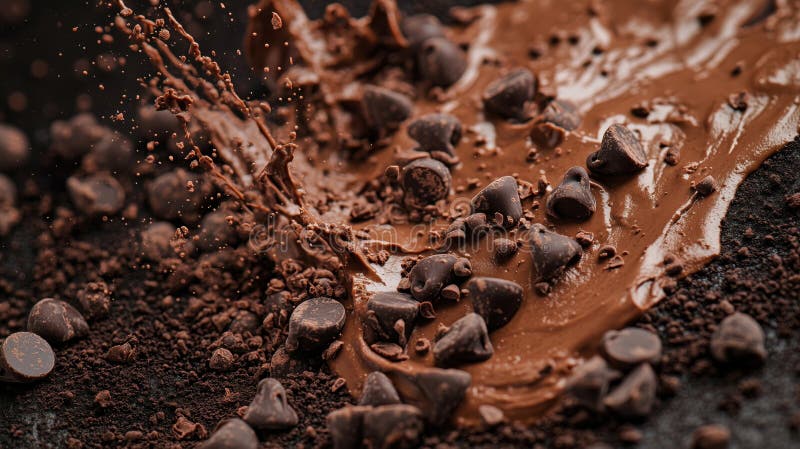 Chocolate Splatter with Chips and Melted Chocolate, Rich Textures and ...