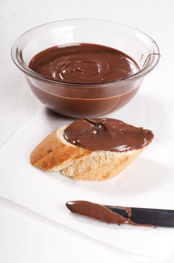 Chocolate Spread on Baguette Stock Photo - Image of spread, breakfast ...