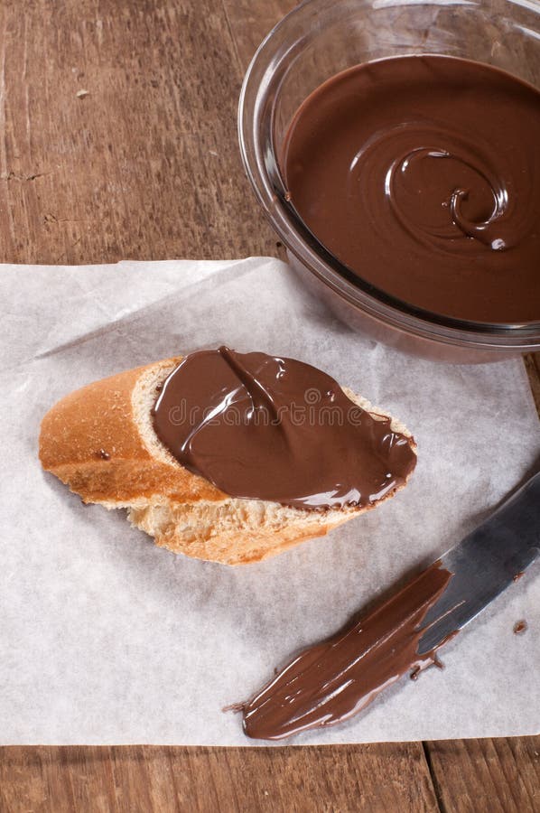 Chocolate Spread on Baguette Stock Photo - Image of isolated, tasty ...
