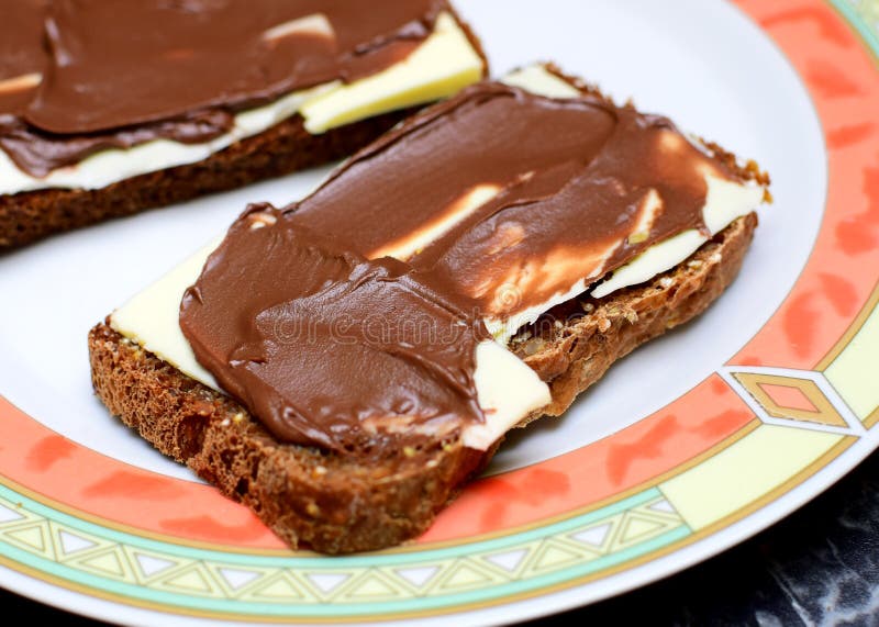 Sweet Sandwich - Toast With Chocolate Spread Stock Image - Image of ...