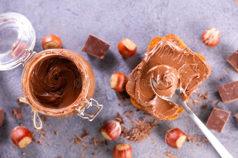 Chocolate Spread with Crust Bread Stock Photo - Image of slice, creamy ...