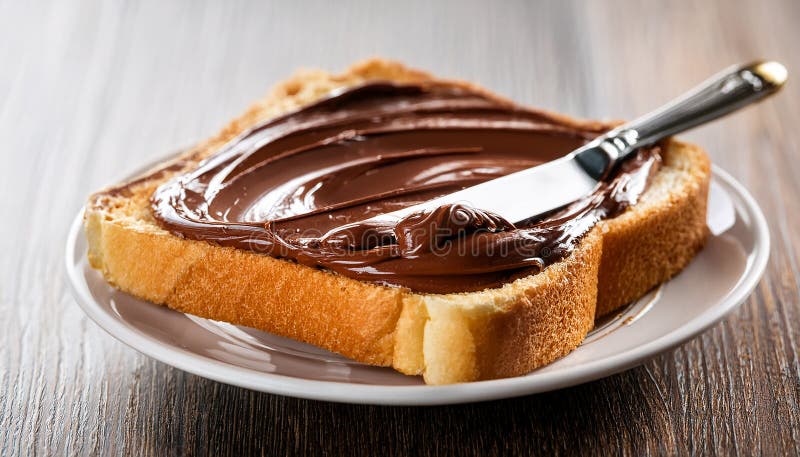Chocolate Spread on Toast, Close Up Stock Illustration - Illustration ...