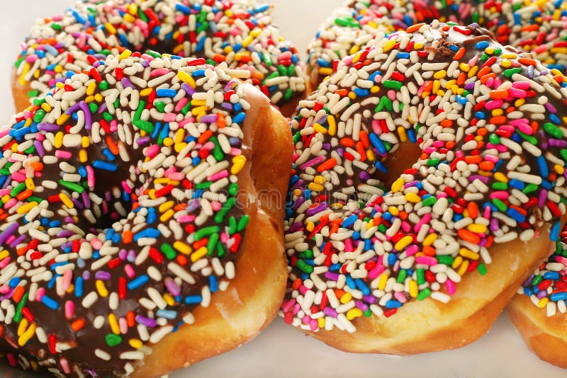 Chocolate sprinkle donuts stock image. Image of health - 11351735